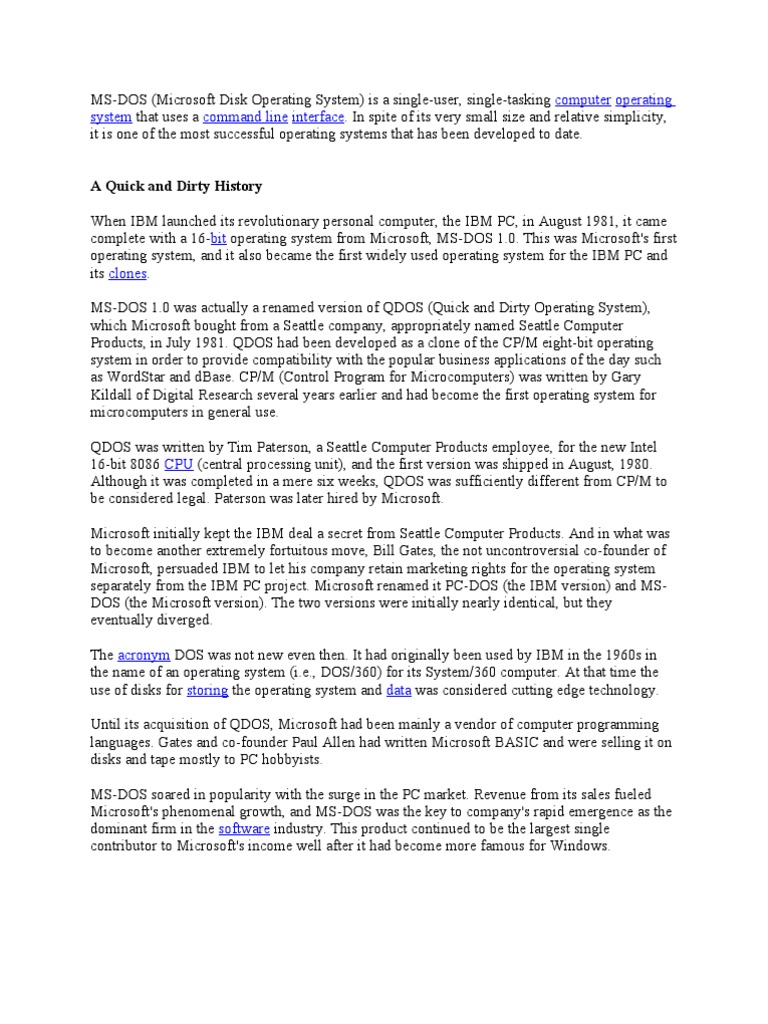 A Quick and Dirty History: Computer Operating System Command Line Interface | PDF | Operating ...