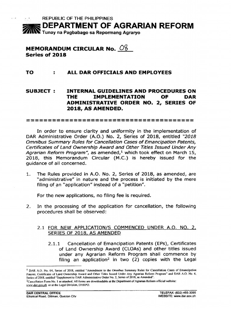 MC 08 Internal Guidelines and Procedures On The Implementation of Dar ...