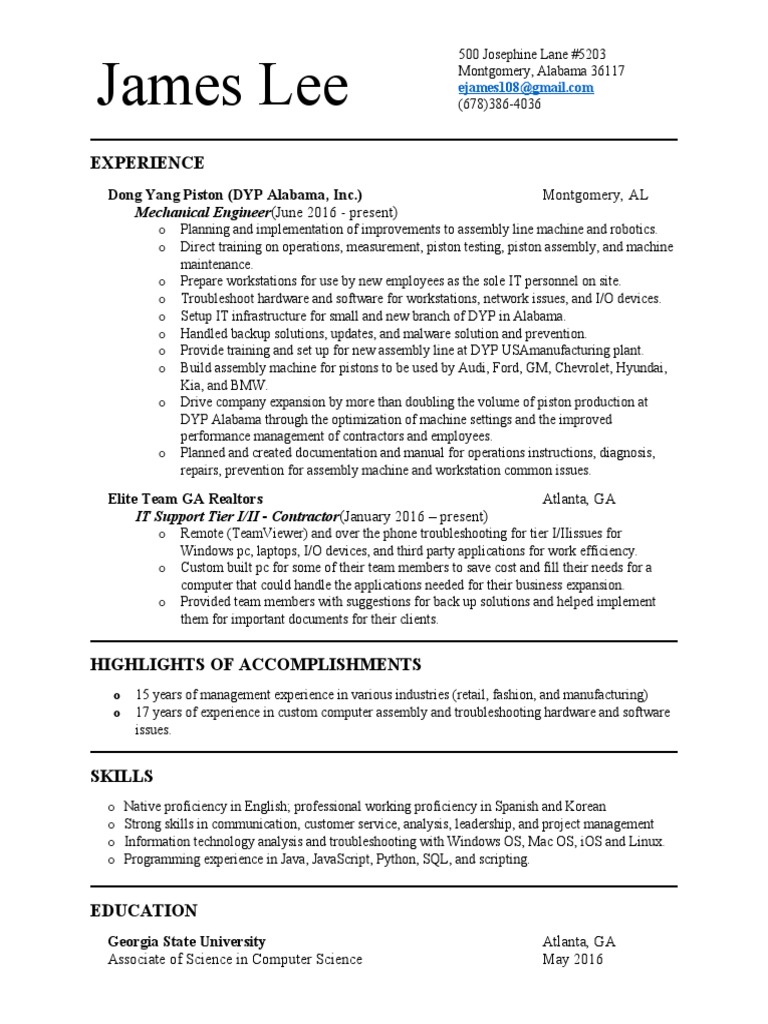 James - Lee Client Service Engineer | PDF | Personal Computers ...