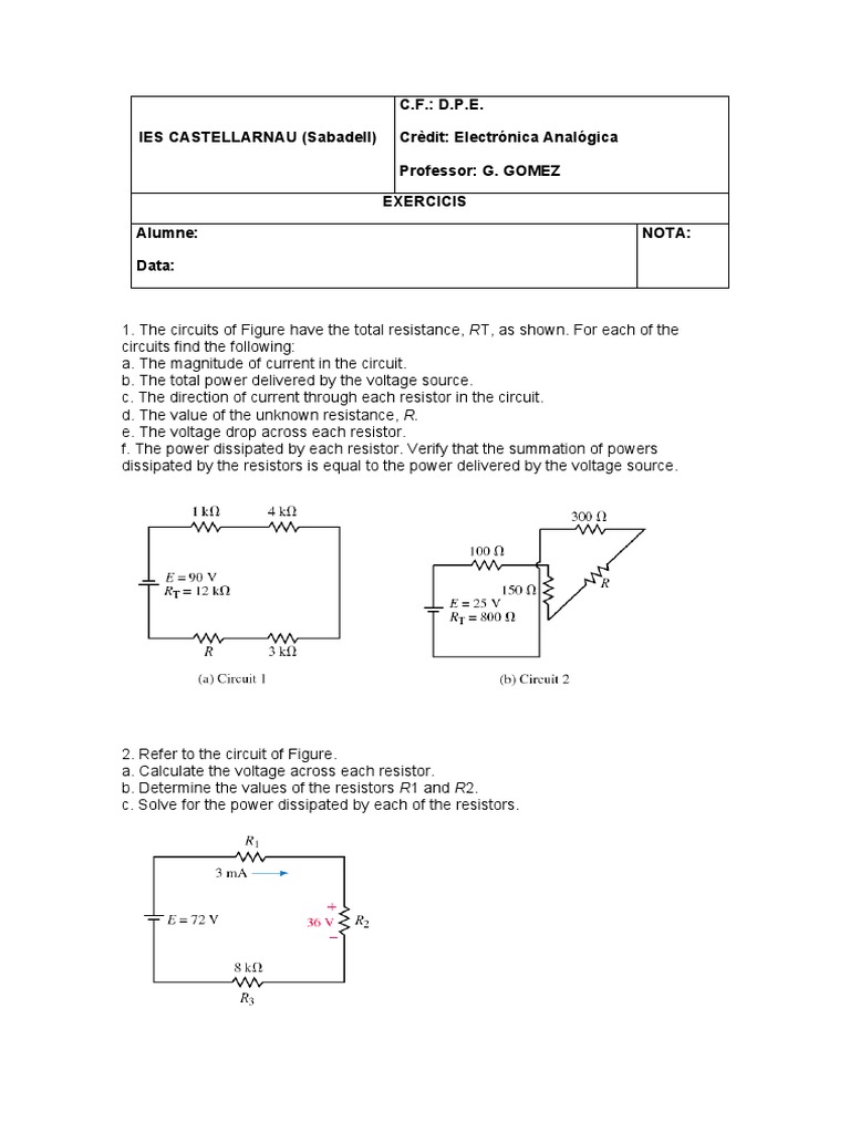 Ejercicios Analogica | PDF | Electrical Network | Capacitor