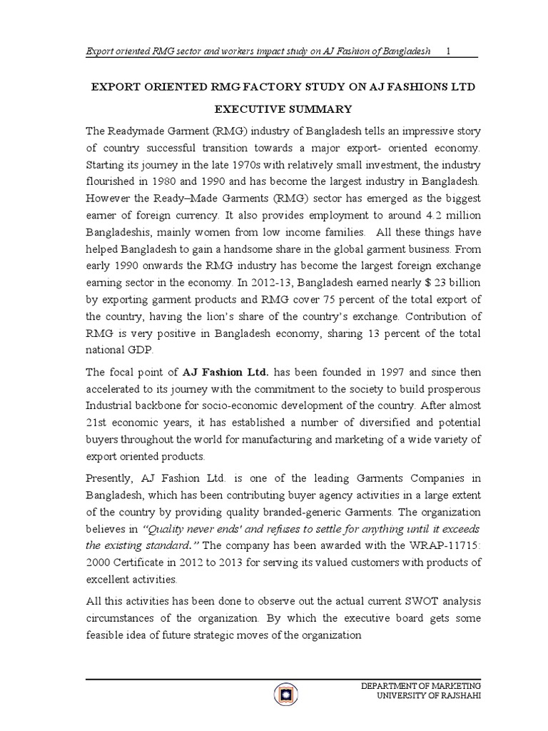 RMG Readymade Garments Export Oriented R | PDF | Child Labour | Bangladesh