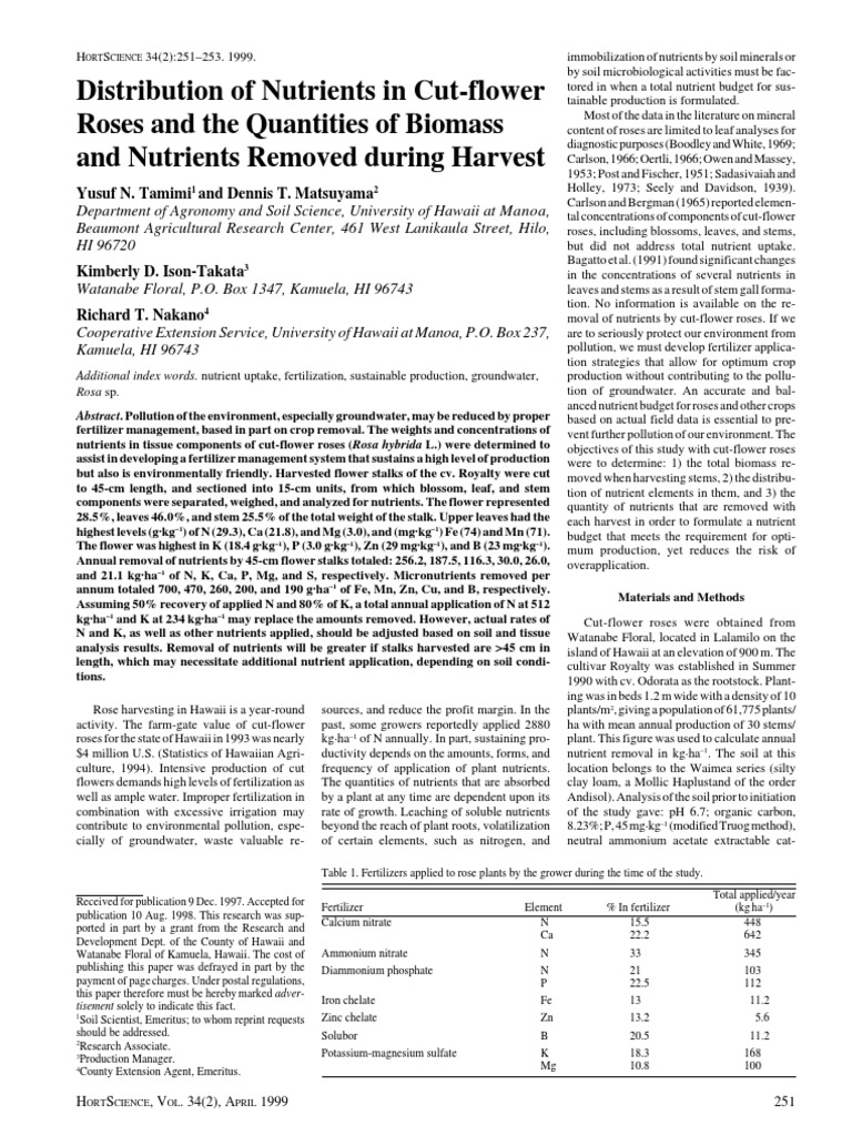 (23279834 - HortScience) Distribution of Nutrients in Cut-Flower Roses ...