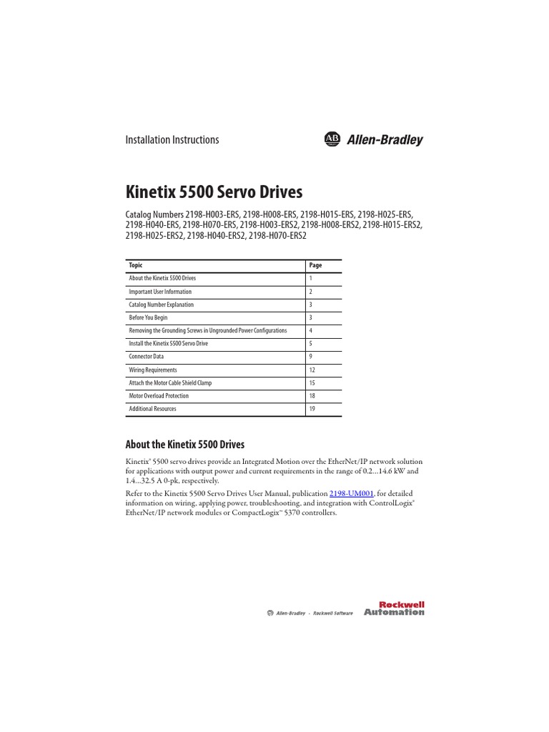 Kinetix 5500 Servo Drives: Installation Instructions | PDF | Electrical ...