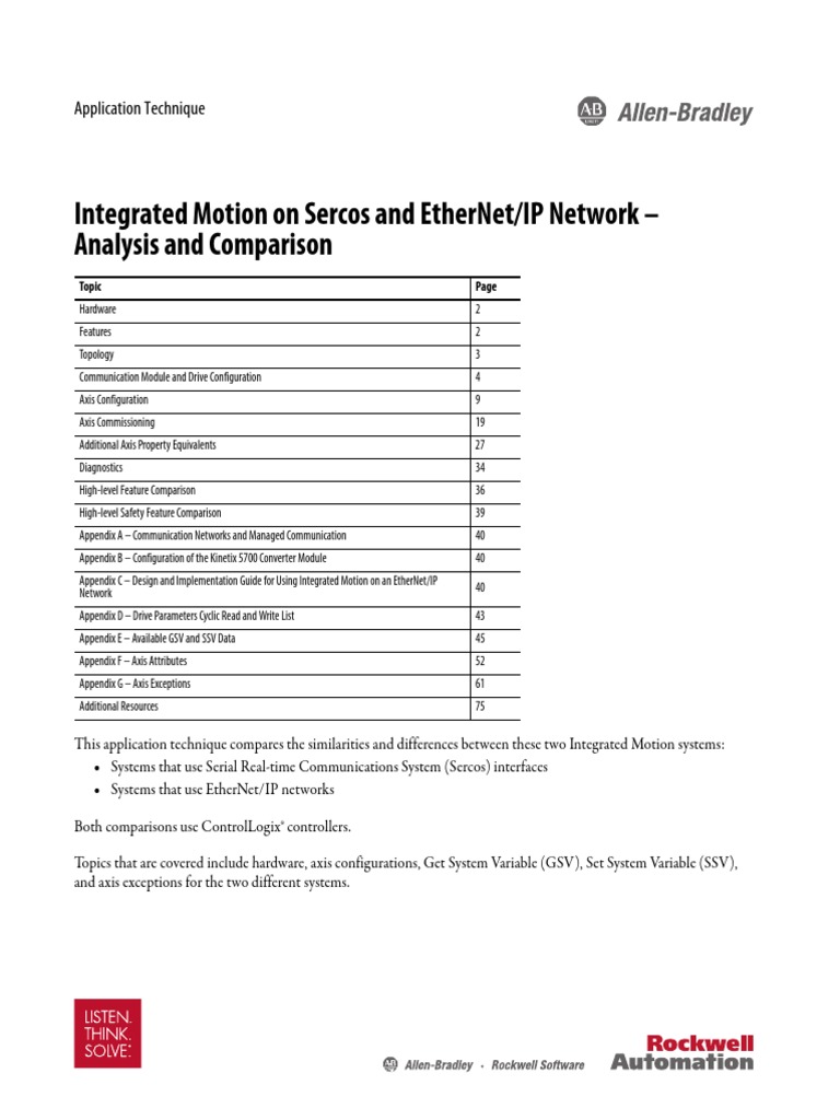 Vdocuments - MX - Integrated Motion On Sercos and Ethernetip Network 2 Rockwell Automation ...