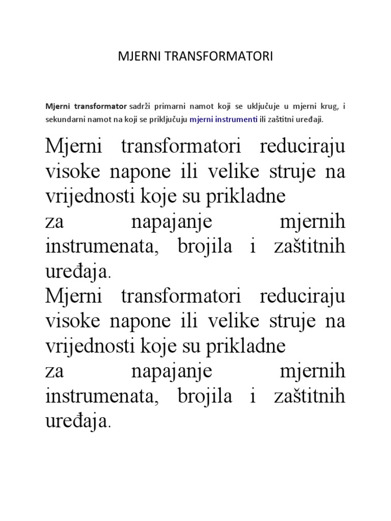 Mjerni Transformatori | PDF