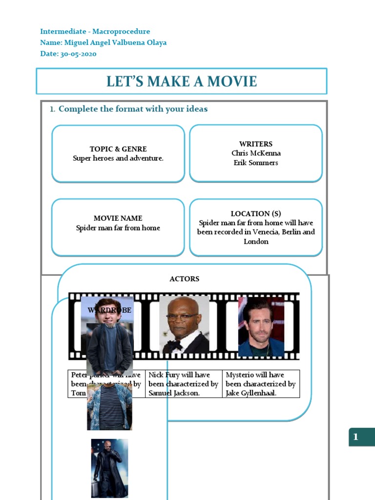 Let'S Make A Movie: Complete The Format With Your Ideas | PDF | Young Adult