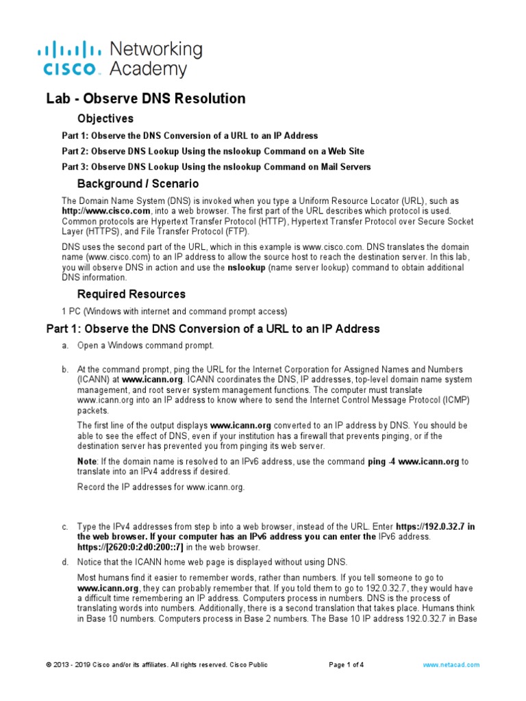 15.4.8 Lab - Observe DNS Resolution | PDF