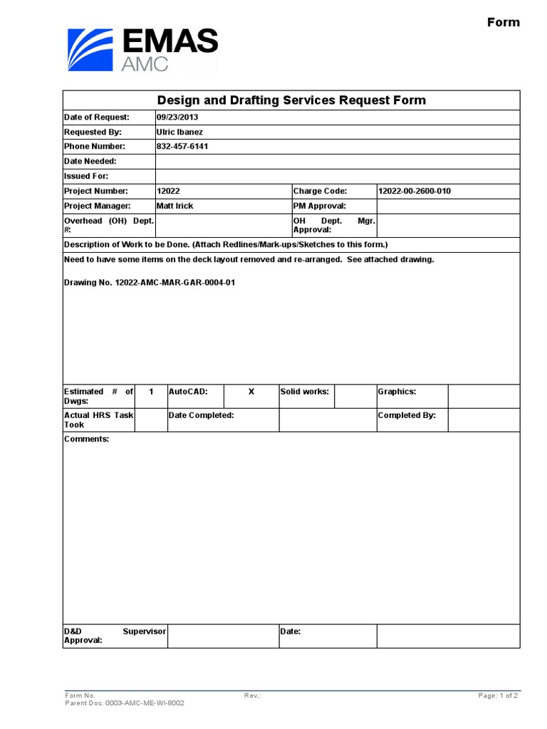 Drafting Request Deck Layout | PDF