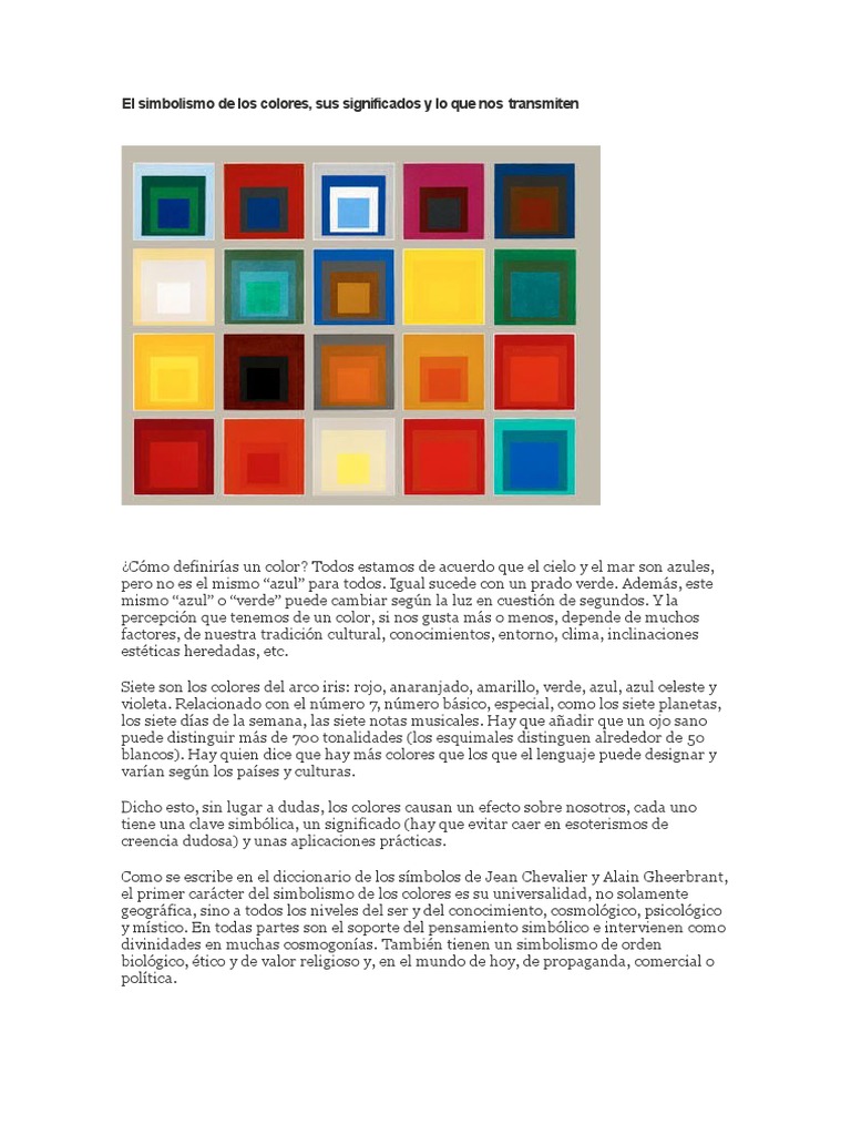Simbolismo y significados de los colores | PDF | Arco iris | Color