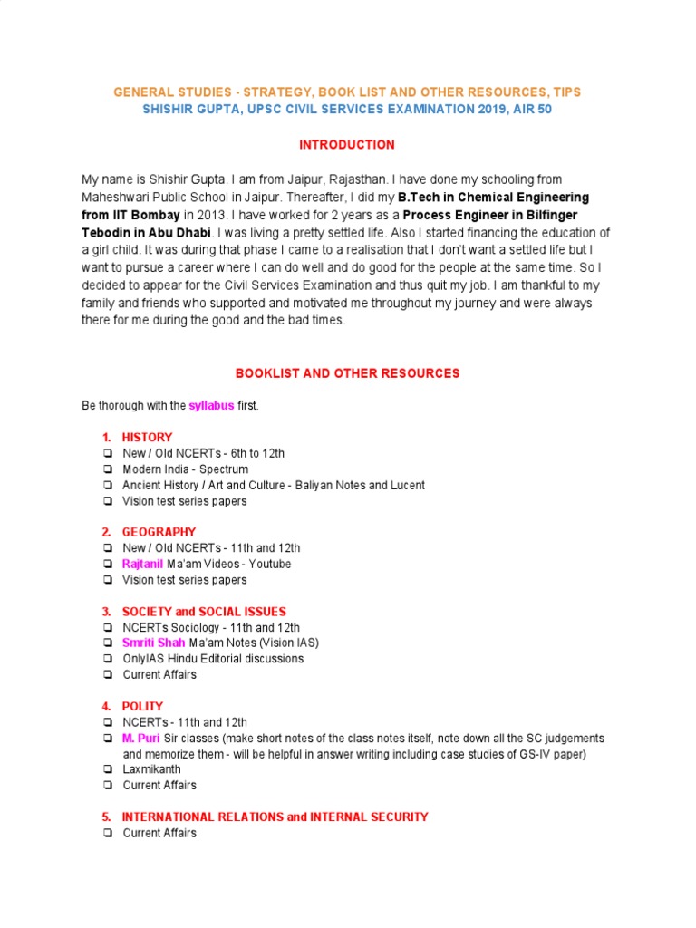 My CSE Strategy and Resources | PDF | Essays | Question