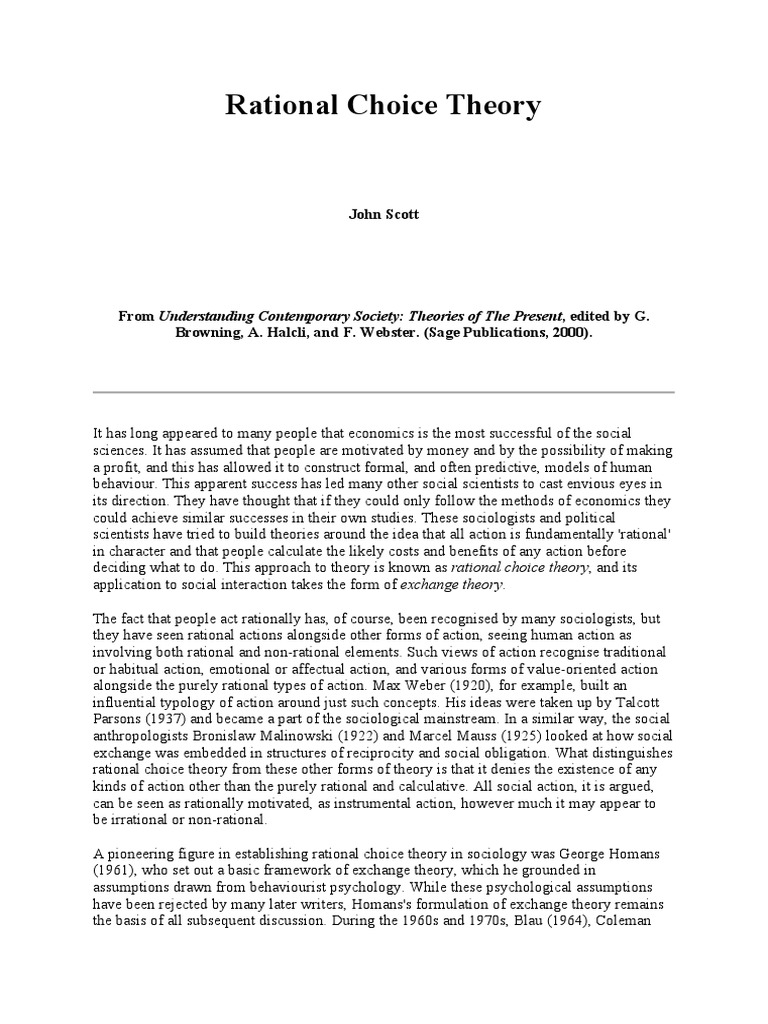 Overview of Rational Choice Theory | PDF | Scientific Theories ...