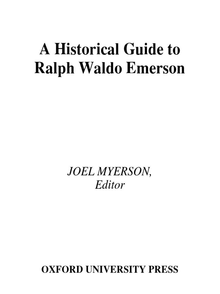 Joel Myerson - A Historical Guide To Ralph Waldo Emerson (Historical ...