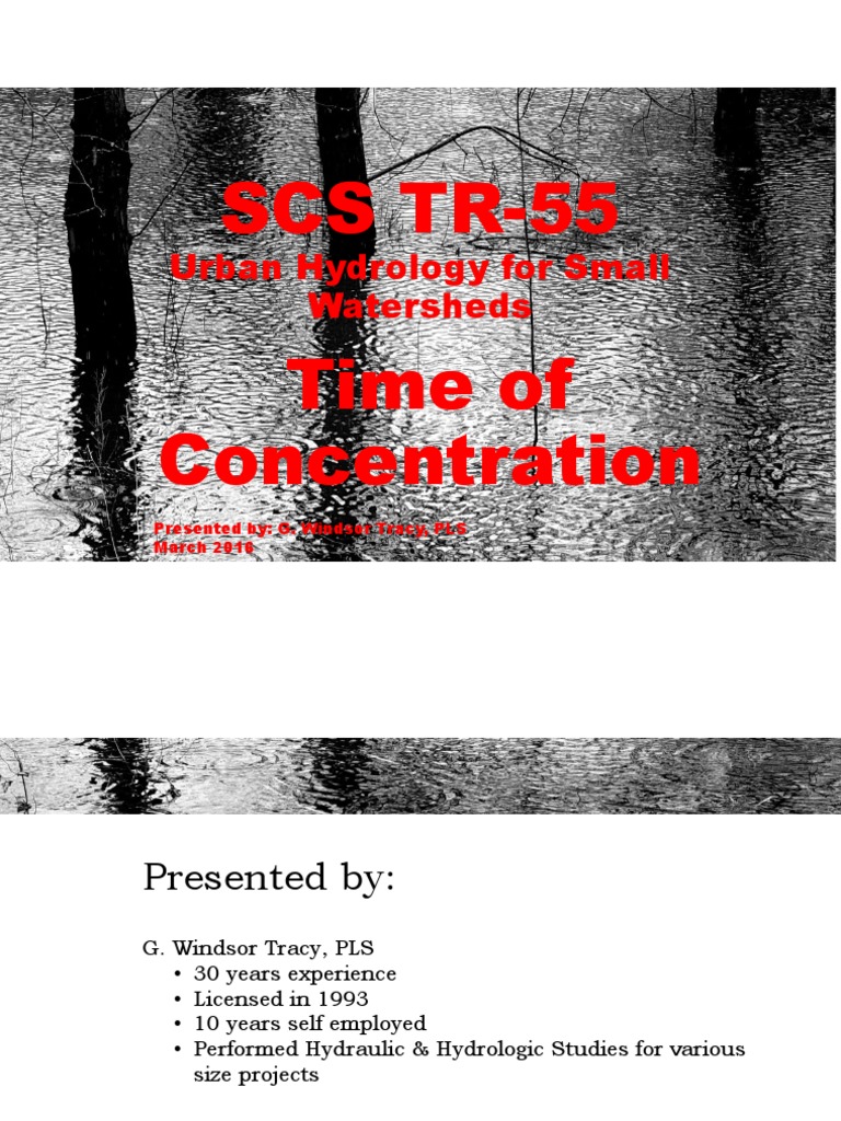 SCS TR-55 Time of Concentration: Urban Hydrology For Small Watersheds ...