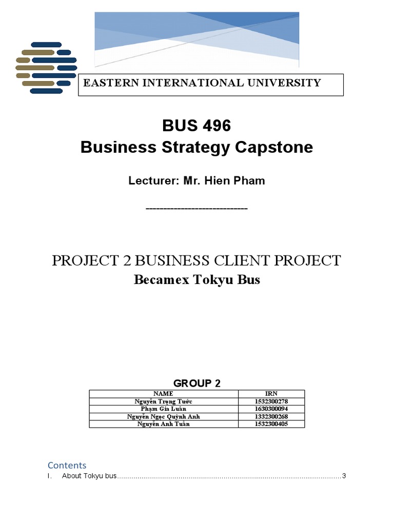 BUS 496 - Project 2 - Group 2 | PDF | Bus | Public Transport