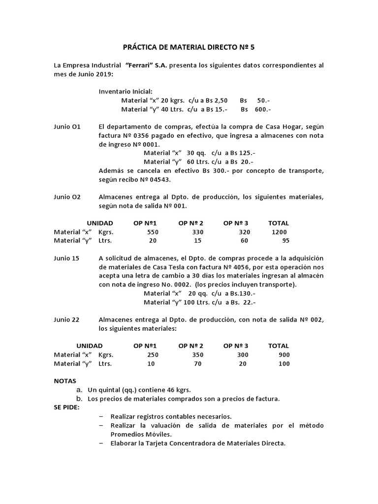 Práctica de Material Directo #5-6 | PDF | Economias | Business