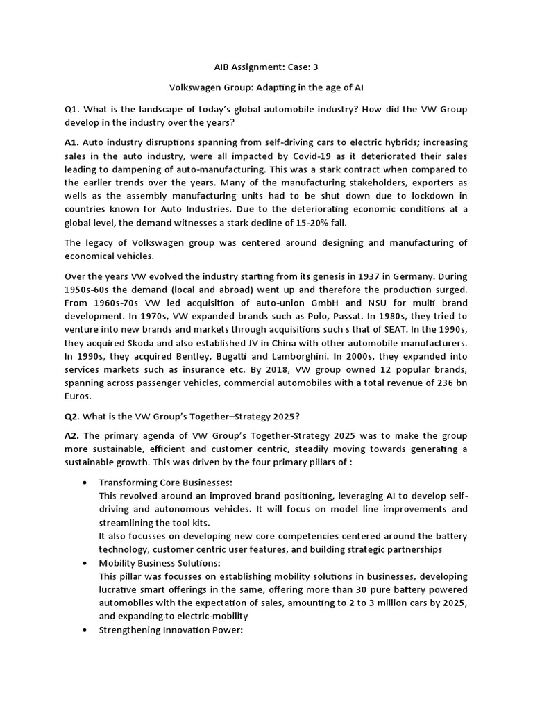 AIB Case 3 | PDF | Volkswagen Group | Artificial Intelligence