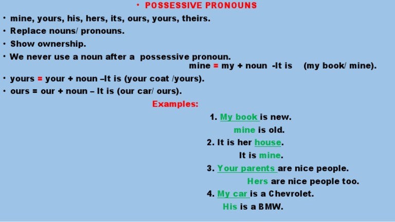 Teachers Explanation About Possessive Pronouns | PDF | Language Arts ...
