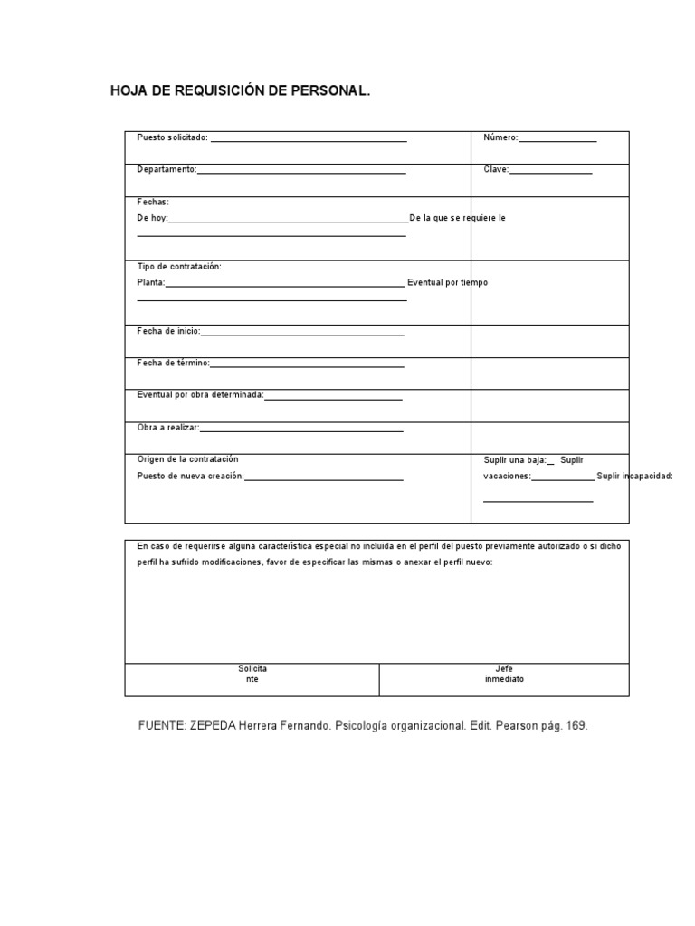 Hoja de Requisición de Personal | PDF