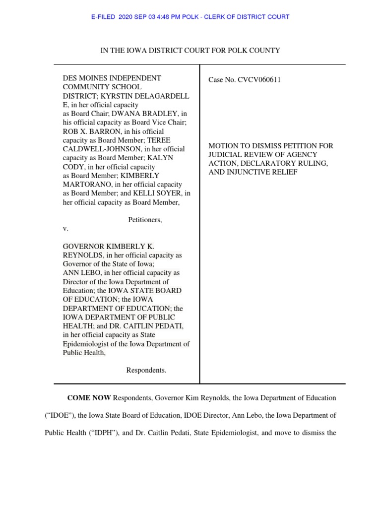 Motion To Dismiss Petition For Judicial Review of Agency Action Declaratory Ruling and Injunctiv ...