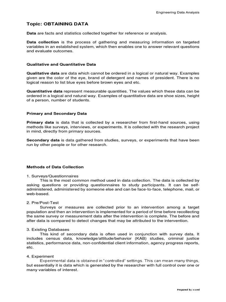 Obtaining Data | PDF | Experiment | Focus Group