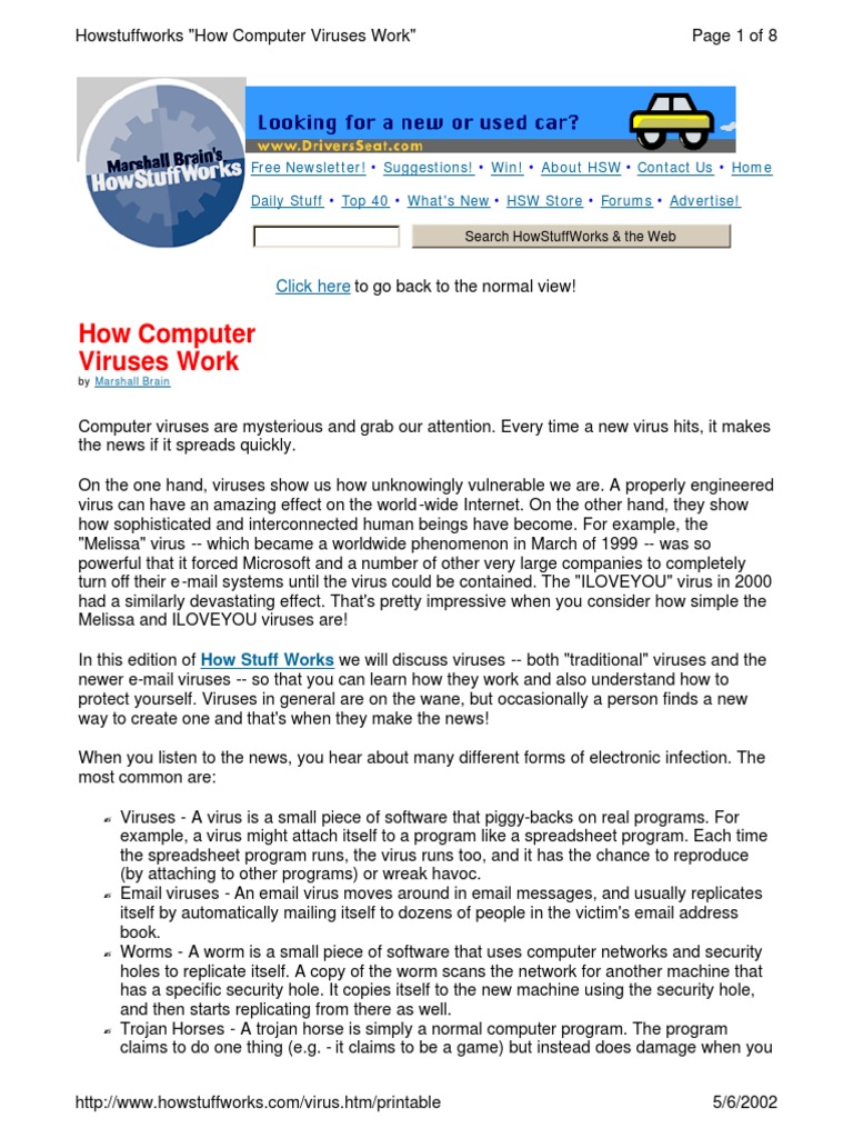 How Computer Viruses Work: Click Here | PDF | Computer Virus | Windows 2000