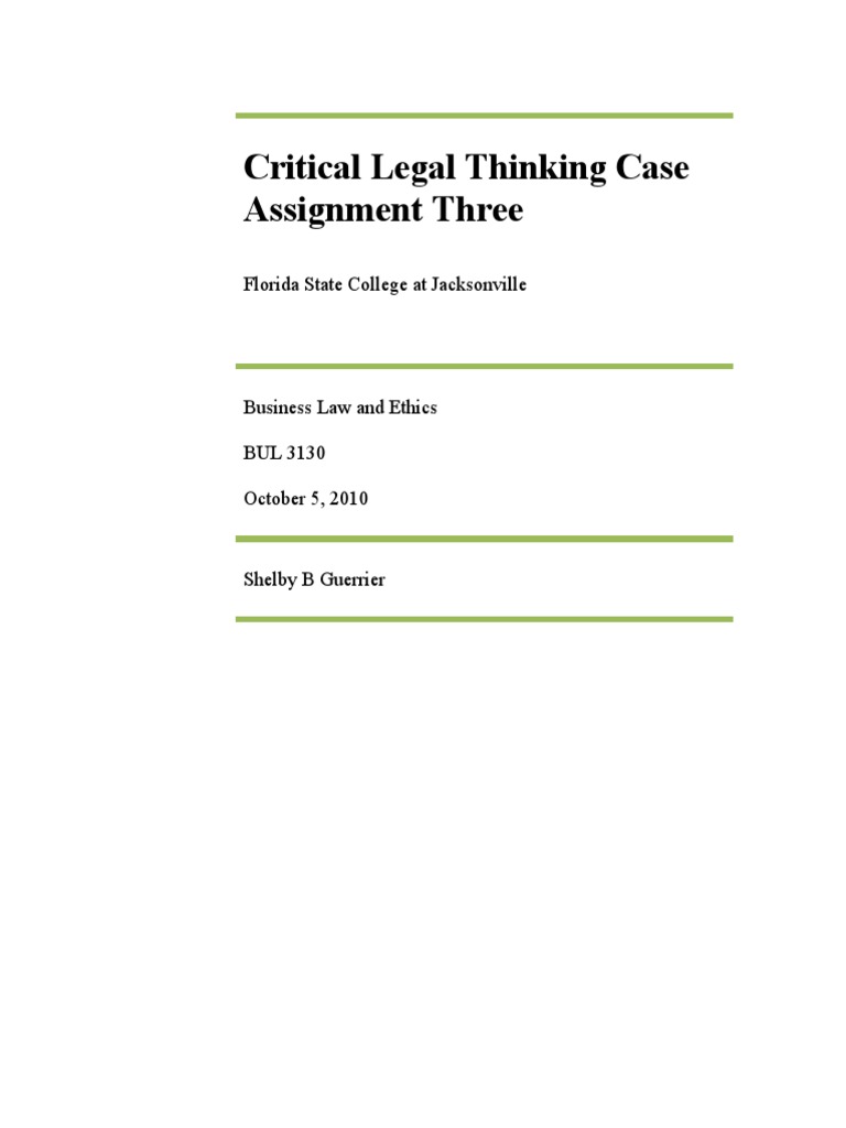 Critical Legal Thinking Case Assignment 3 | Download Free PDF | Social ...