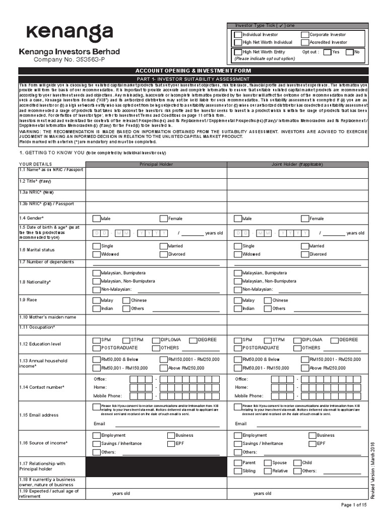 KIB New Acc Opening Form PDF | PDF | Investor | Fixed Income