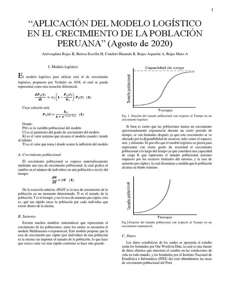 Aplicacion Modelo Logístico PDF | PDF | Función logística | Cálculo