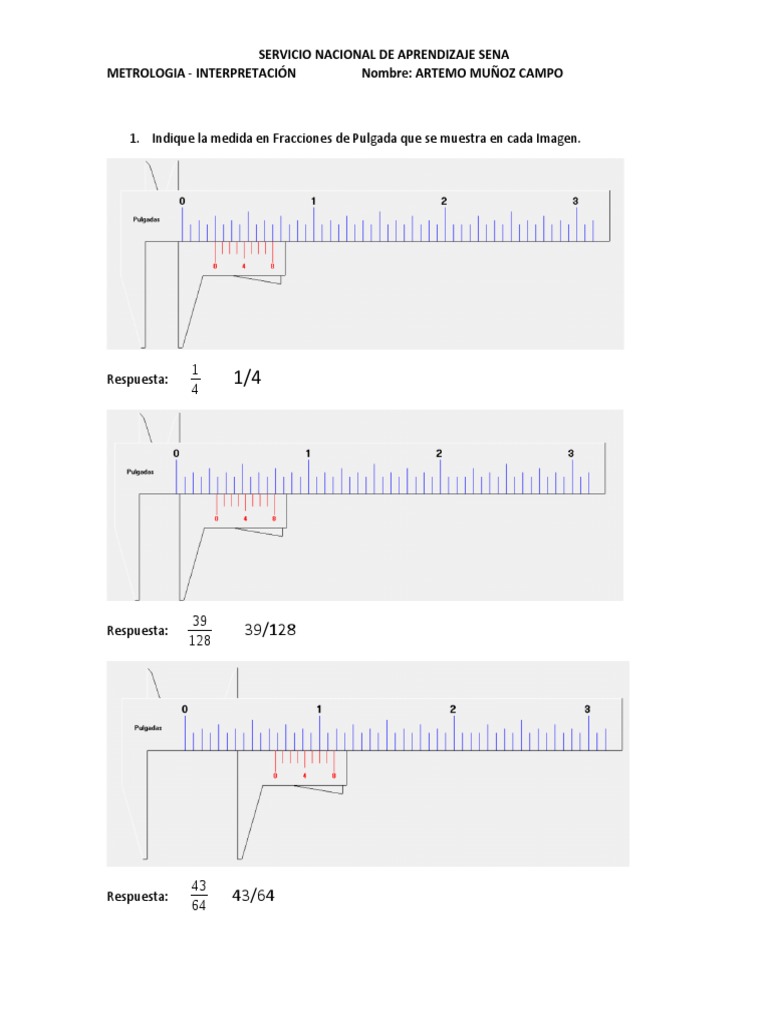 Fracciones de Pulgada ARTEMO MUÑOZ CAMPO | PDF