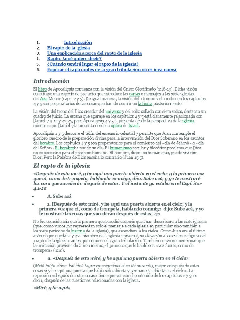 El Rapto Completo Con Cuadro | PDF | Gran tribulación | Libro de revelación