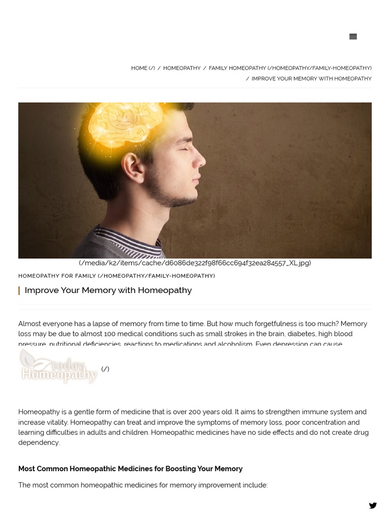 Improve Your Memory With Homeopathy PDF | PDF | Homeopathy | Abnormal ...