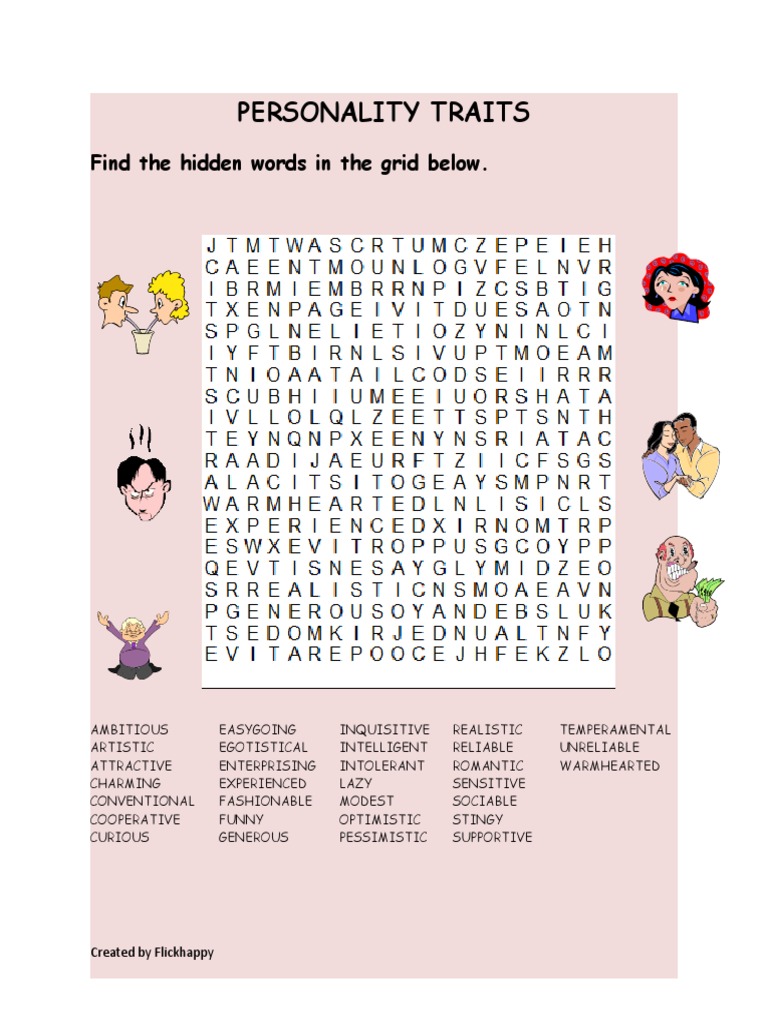 Personality Traits Wordsearch Fun Activities Games Games - 8925 | PDF