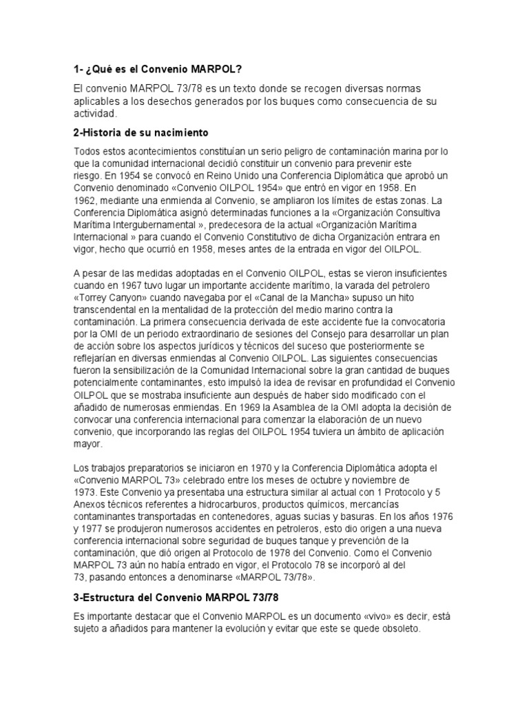 Convenio MARPOL 73/78: Normas y Estructura | PDF | Tratado | Dioxido de ...