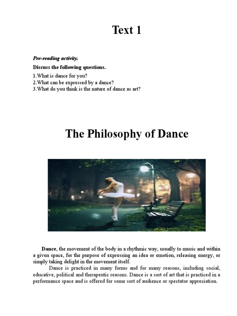 Text 1 The Philosophy of Dance | PDF | Fine Art | Dances