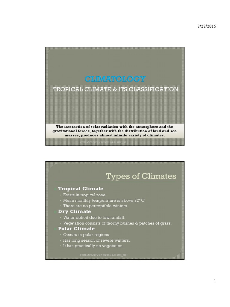 3.tropical Climate and Its Classification PDF | PDF | Climate | Rain