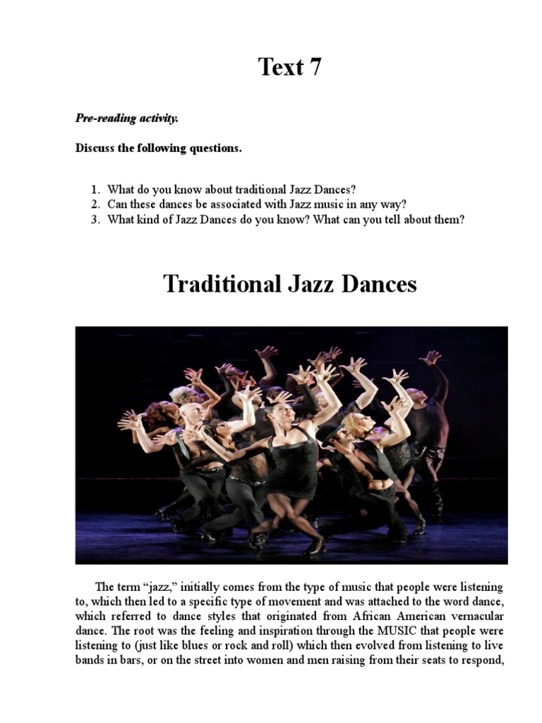 Text 7 Traditional Jazz Dances | PDF | Dances | Jazz