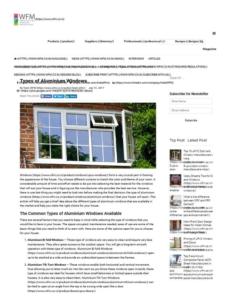 Types of Aluminum Windows and Their Benefits PDF | PDF | Window | Door