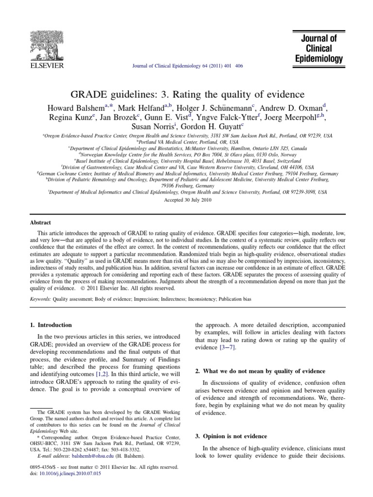 GRADE. Rating Evidence PDF | PDF | Evidence Based Medicine | Systematic ...