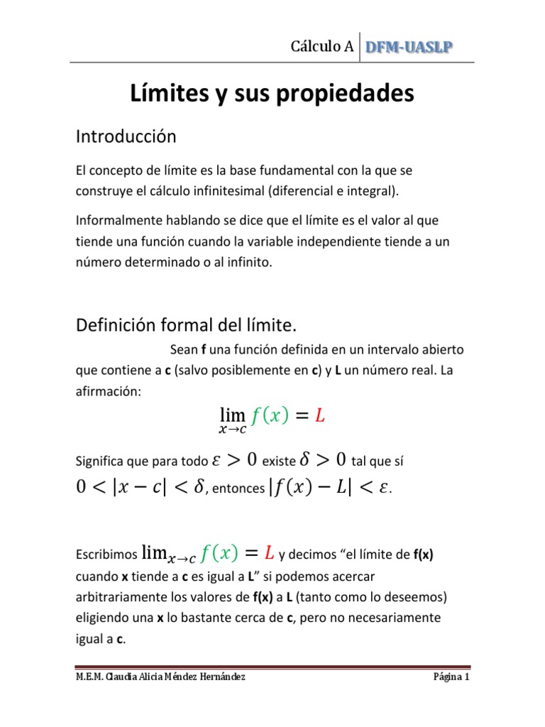 Límites: Definición, Propiedades y Ejemplos | PDF | Límite (Matemáticas ...