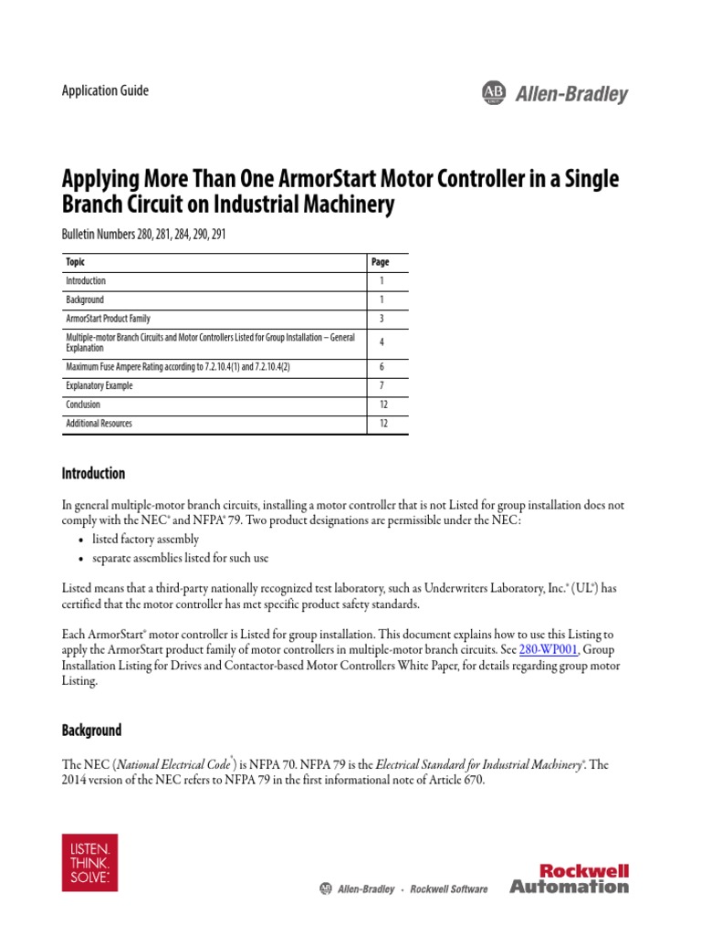 Applying More Than One Armorstart Motor Controller in A Single Branch ...