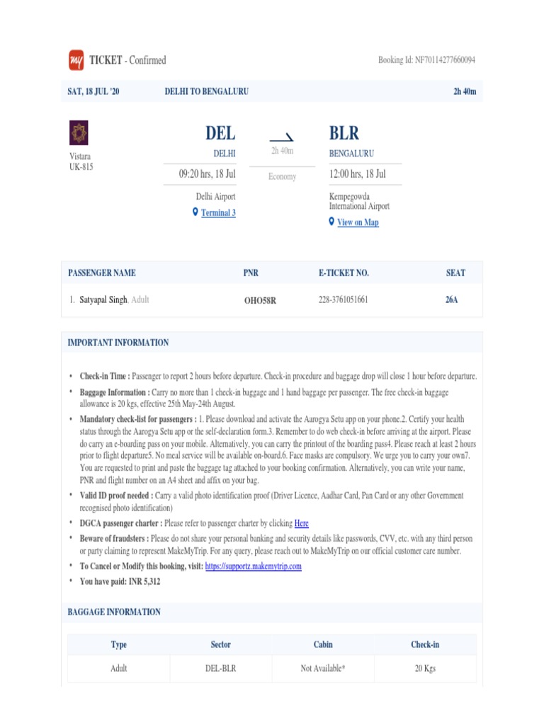 NF70114277660094 ETicket | PDF | Baggage | Aviation