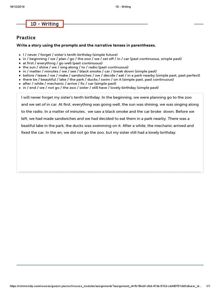 1D - Writing: Practice | PDF