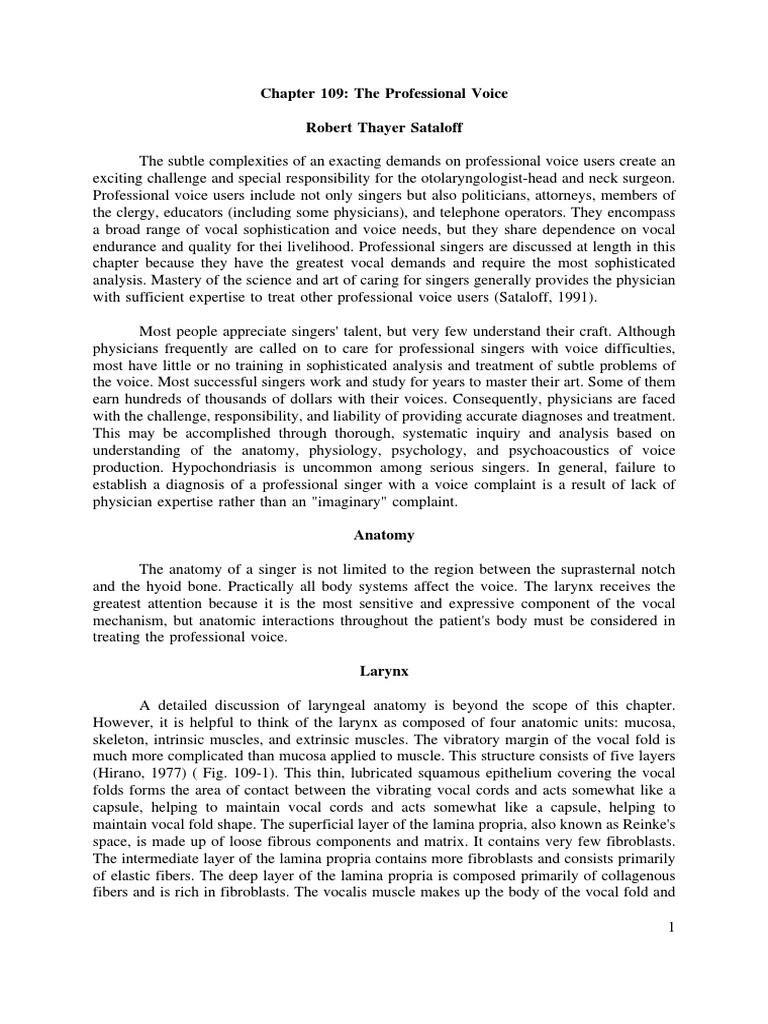 Sataloff Voice and Singers General PDF | PDF | Larynx | Singing