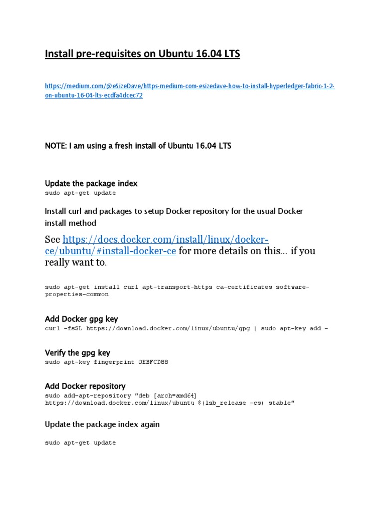 Instructions Installation Hyperledger Fabric On Ubuntu 16.04 LTS | PDF | Sudo | Free Software