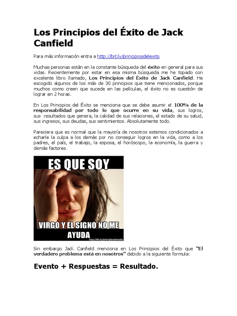 Los Principios Del Exito de Jack Canfield PDF - Compress | PDF | Vida ...