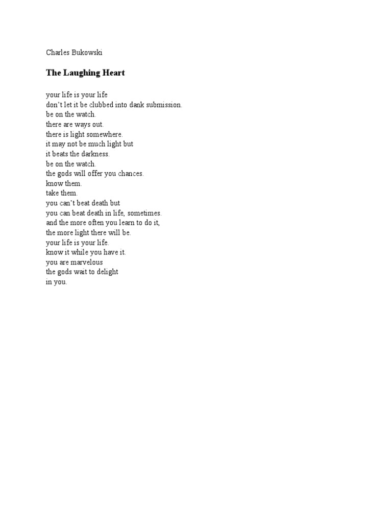 Charles Bukowski - The Laughing Heart | PDF | Poetry