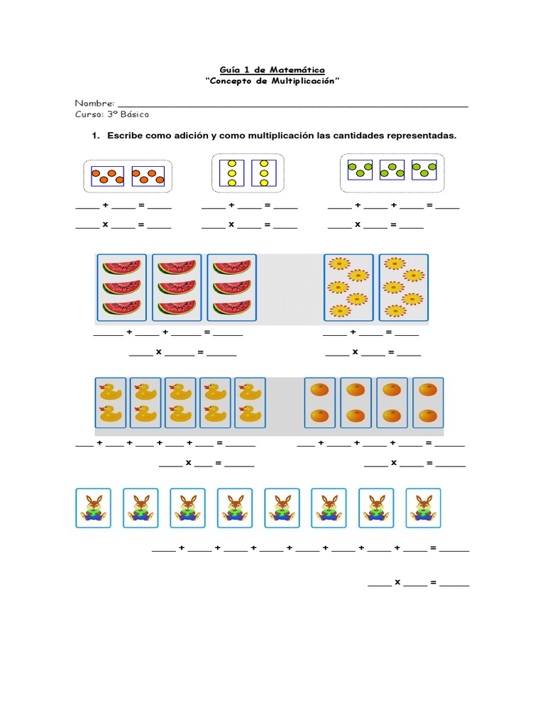 Guía 01 Multiplicaciones Como Suma Reiterada PDF | PDF | Multiplicación ...