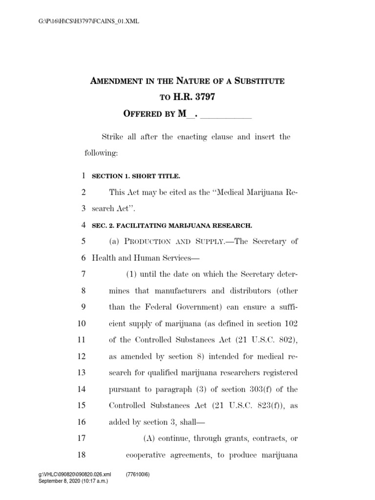 Marijuana Research Amendment | PDF | Controlled Substances Act | Government
