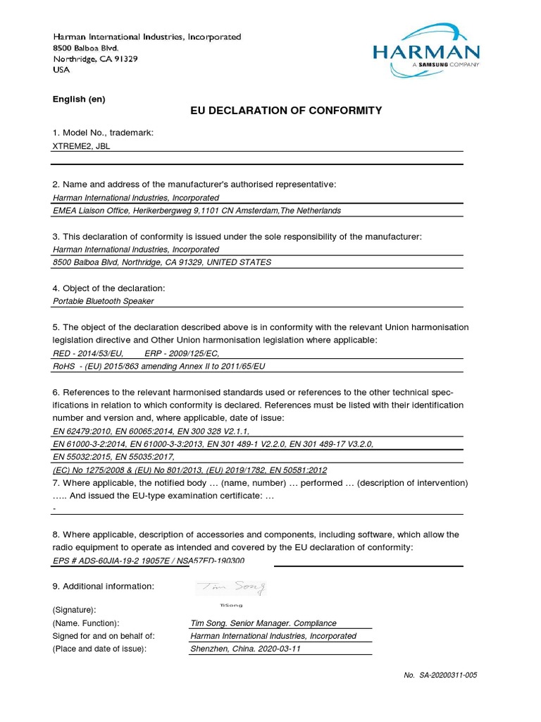 Eu Declaration of Conformity: English (En) | PDF | Electronics ...