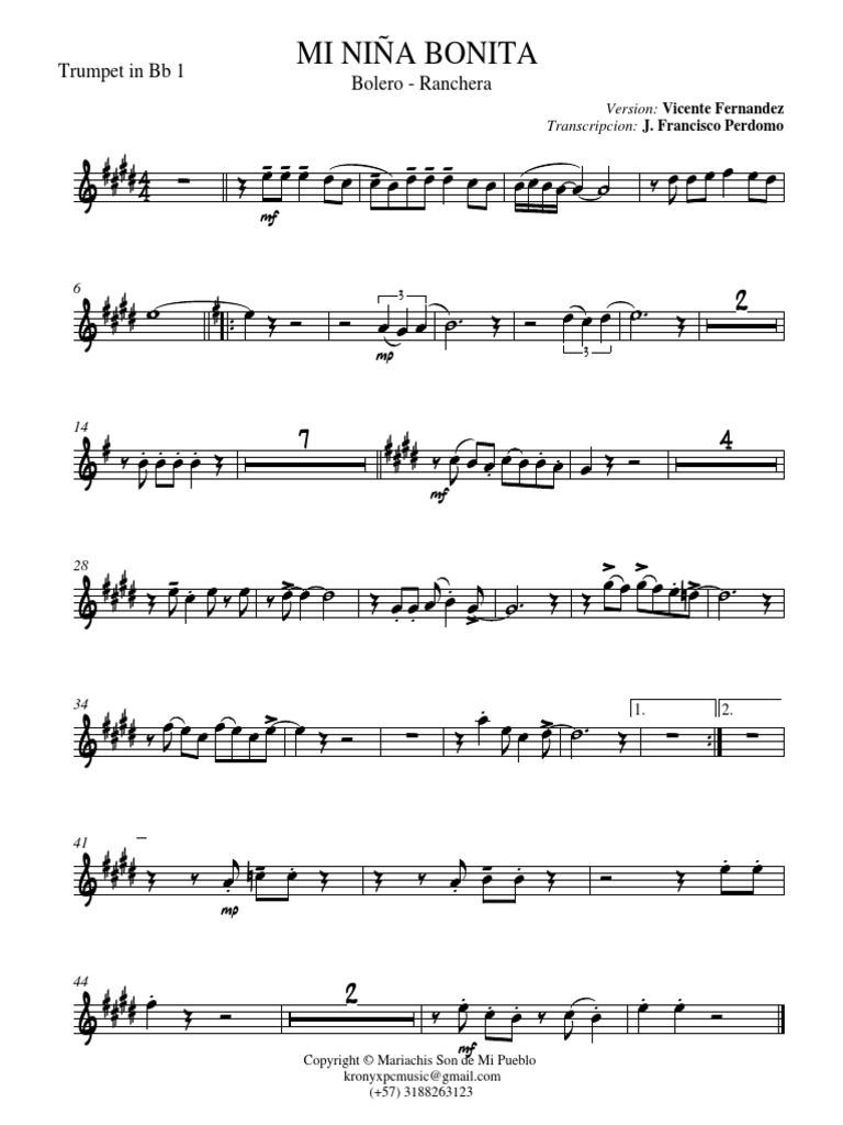 Mi Niña Bonita - Vicente Fernandez | PDF | Musica en español | Musica ...